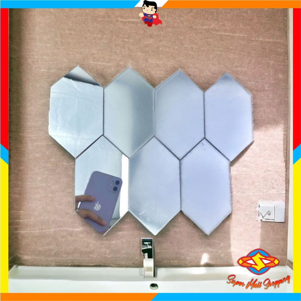 Jual SMS Stiker Cermin Dinding Hexagonal Mini Anti Pecah Sticker Kaca ...