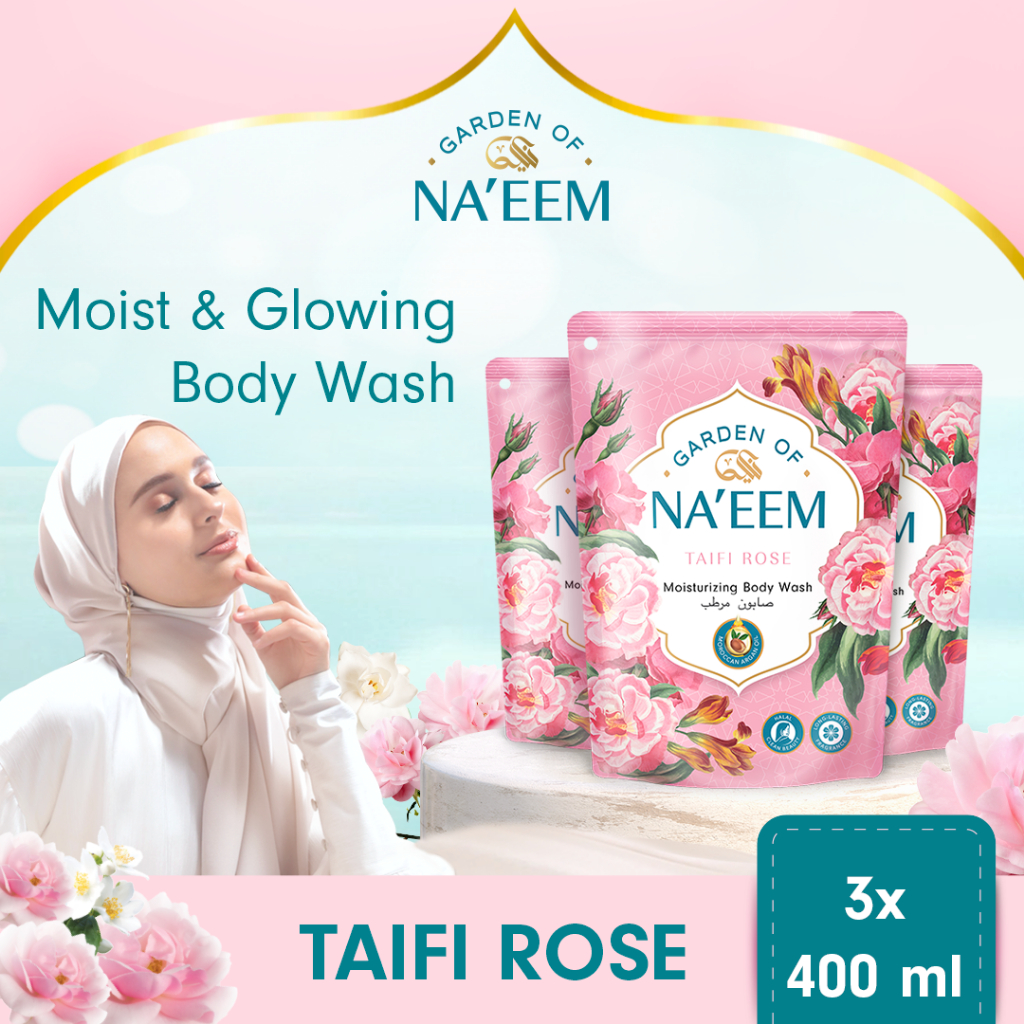 Jual Garden Of Naeem Body Wash Taifi Rose Refill 400ml isi 3pcs - Sabun ...