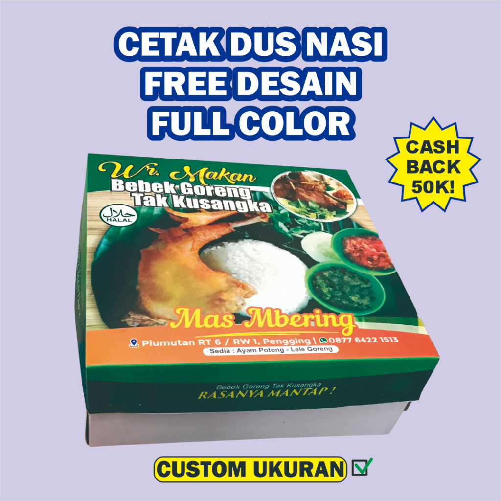 Jual DUS NASI 18 X 18 X 7 / CUSTOM FREE DESAIN & UKURAN | Shopee Indonesia