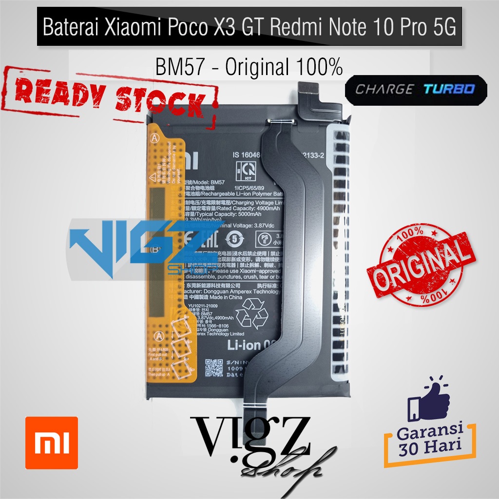 Jual Baterai Xiaomi Poco X3 GT Redmi Note 10 Pro 5G BM57 Original 100% ...