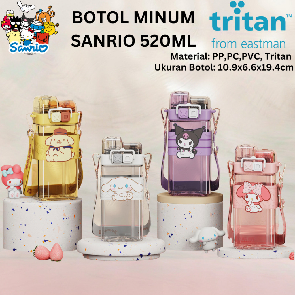 Jual ORIGINAL SANRIO LICENSE Botol Minum Karakter Sanrio Anak 520 mL 2in1 Teguk Sedot Tritan BPA ...