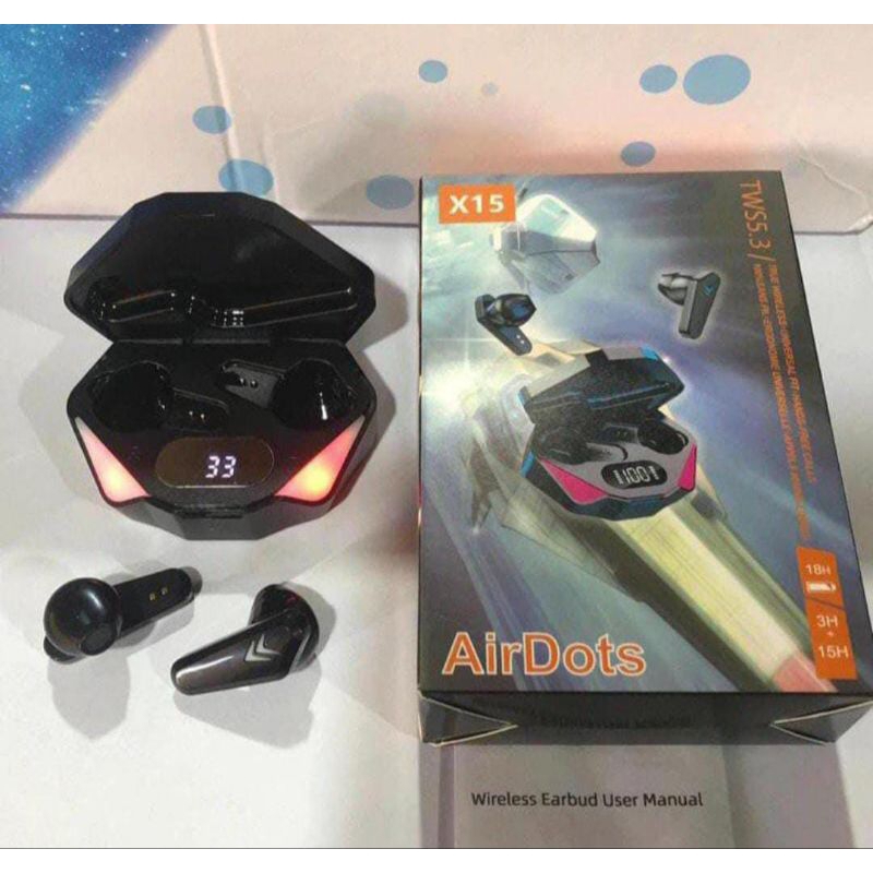 Jual HEADSET BLUETOOTH GAMING TWS X15 5.2 LED DISPLAY LOW LATENCY ...