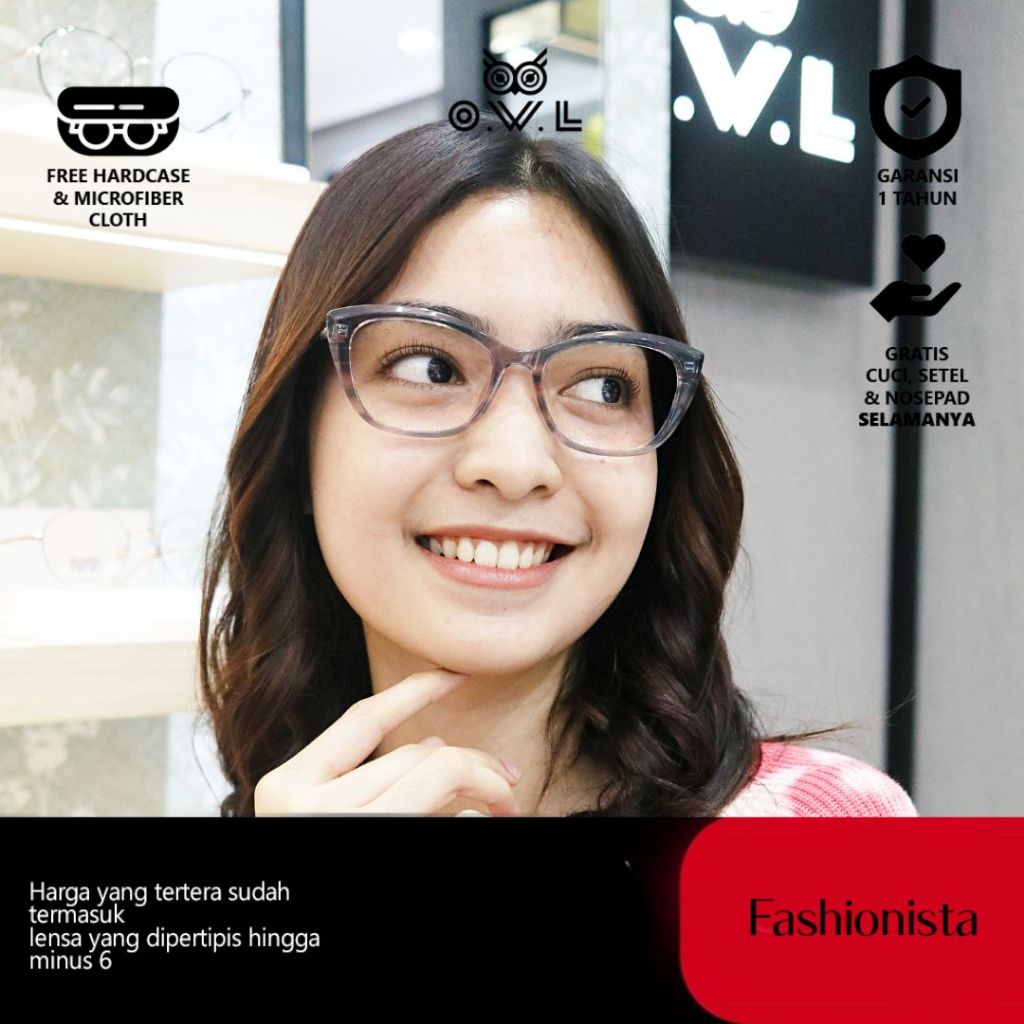 Jual O.W.L Kacamata Frame Fashionista 20301 Wanita (Termasuk Lensa) | Shopee Indonesia