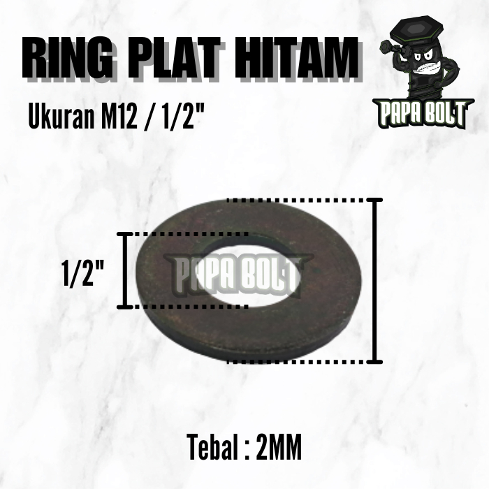 Jual RING PLAT / WASHER PLATE M12 / 1/2" HITAM | Shopee Indonesia