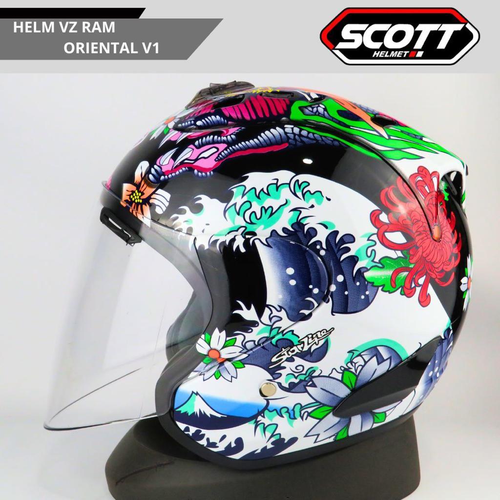 Jual Helm Scott VZram / R5 / Ram 4 / Helm Half Face Free Stiker Ar*ai ...