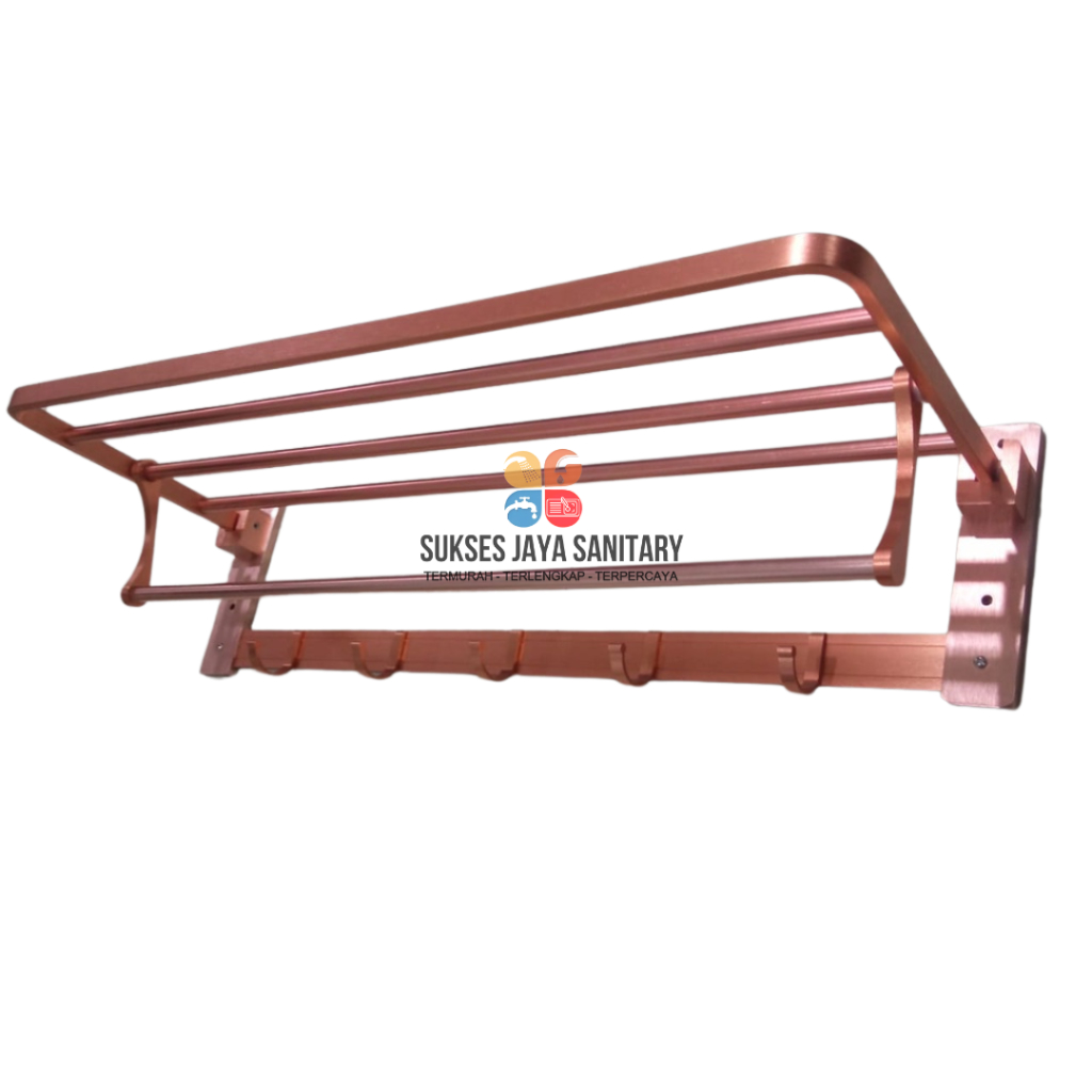 Jual Rak handuk 5 baris lipat Black Gold Rose Gold / Full stainless ...
