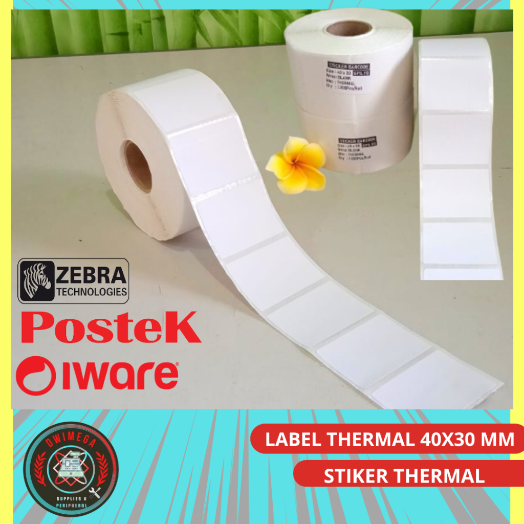 Jual LABEL BARCODE THERMAL UKURAN 40x30mm 1 line isi 1.000 pcs | Shopee ...