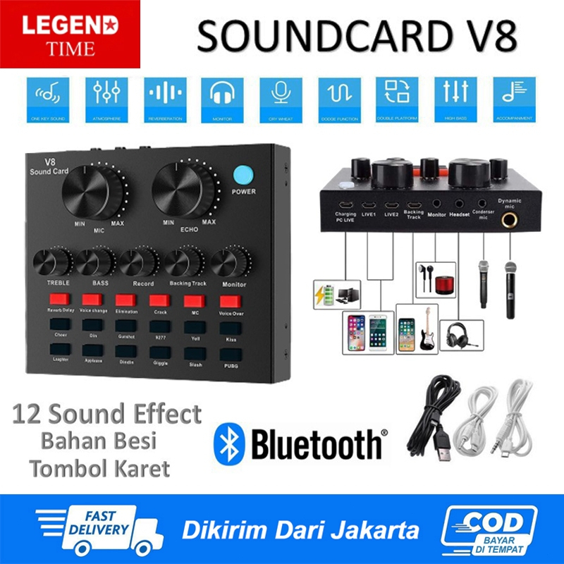Jual Live soundcard v8 mixer external sound card V8 audio microphone ...