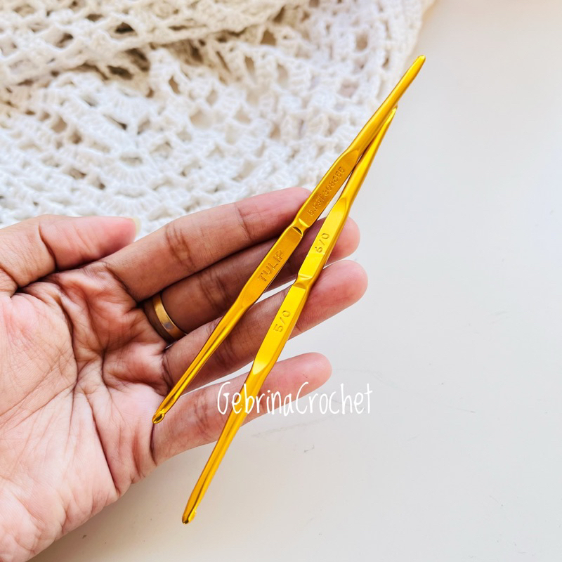 Jual Hakpen Tulip No. 5 & 6 (Alat/Jarum Rajut) Tulip Gold / Hooks ...