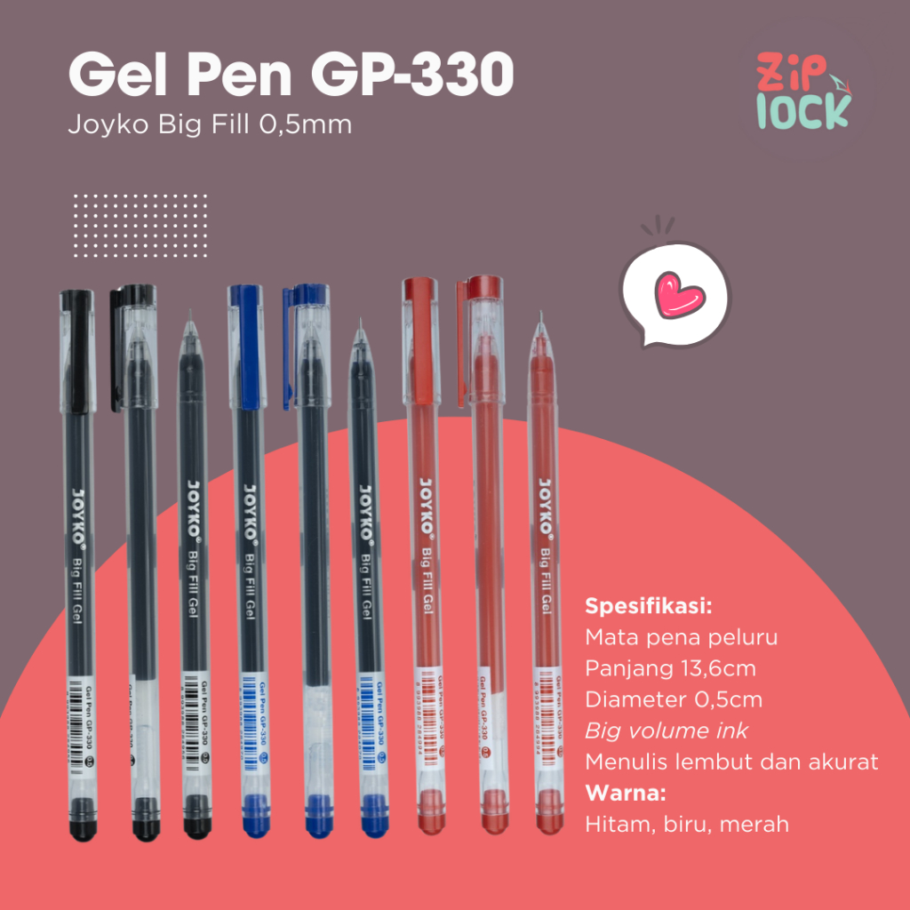 Jual Gel Pen Pulpen Pena Joyko GP-330 Big Fill Gel 0.5 mm | Shopee Indonesia