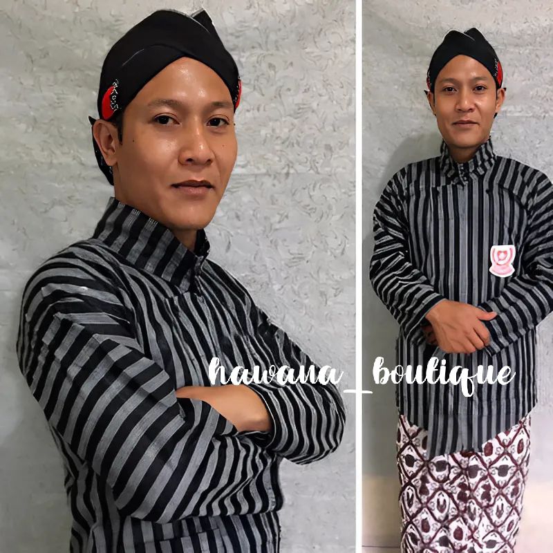 Jual Paket Surjan Lurik Abu Hitam + Blangkon Lipat + Jarik Batik Motif Sidomukti || Setelan Adat ...