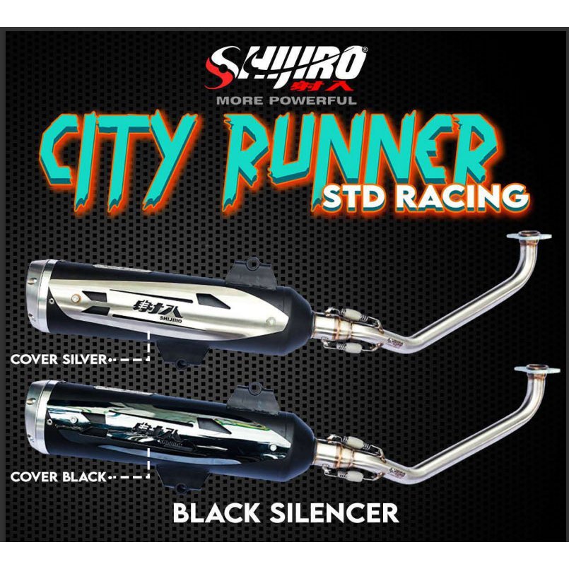 Jual KNALPOT SHIJIRO STANDAR RACING TYPE CITY RUNNER BLACK FOR AEROX N ...