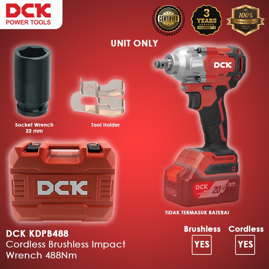 Jual DCK KDPB488 Cordless Brushless Impact Wrench 488Nm | Shopee Indonesia