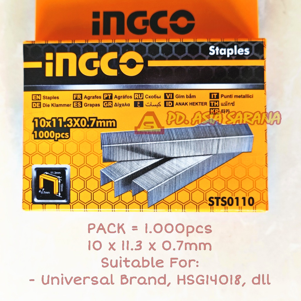 Jual Refill Staples Tembak 10mm INGCO STS0110 Isi Steples Stapler Gun ...