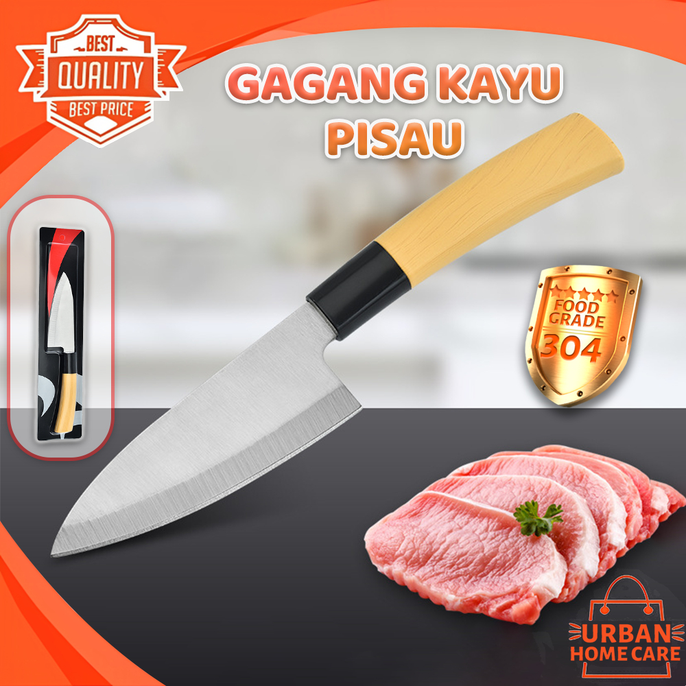 Jual URBAN Pisau dapur stainless gagang kayu/ Pisau Koki / pisau Chef ...
