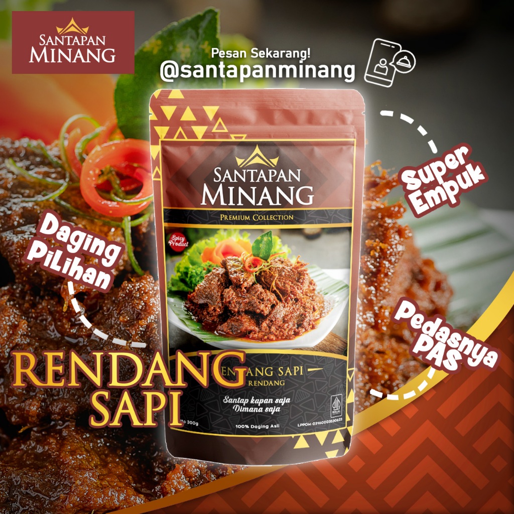 Jual Rendang Daging Sapi Asli Khas Padang 300 gr Halal - Santapan Minang | Shopee Indonesia