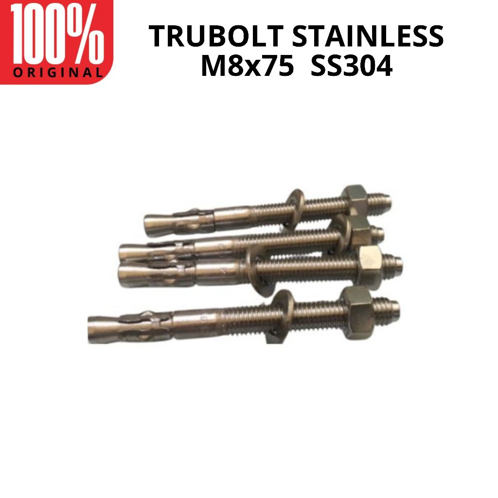 Jual DINABOL / TRUBOLT M8x75 SS 304 / DYNABOLT Wedge Anchor M8 ...