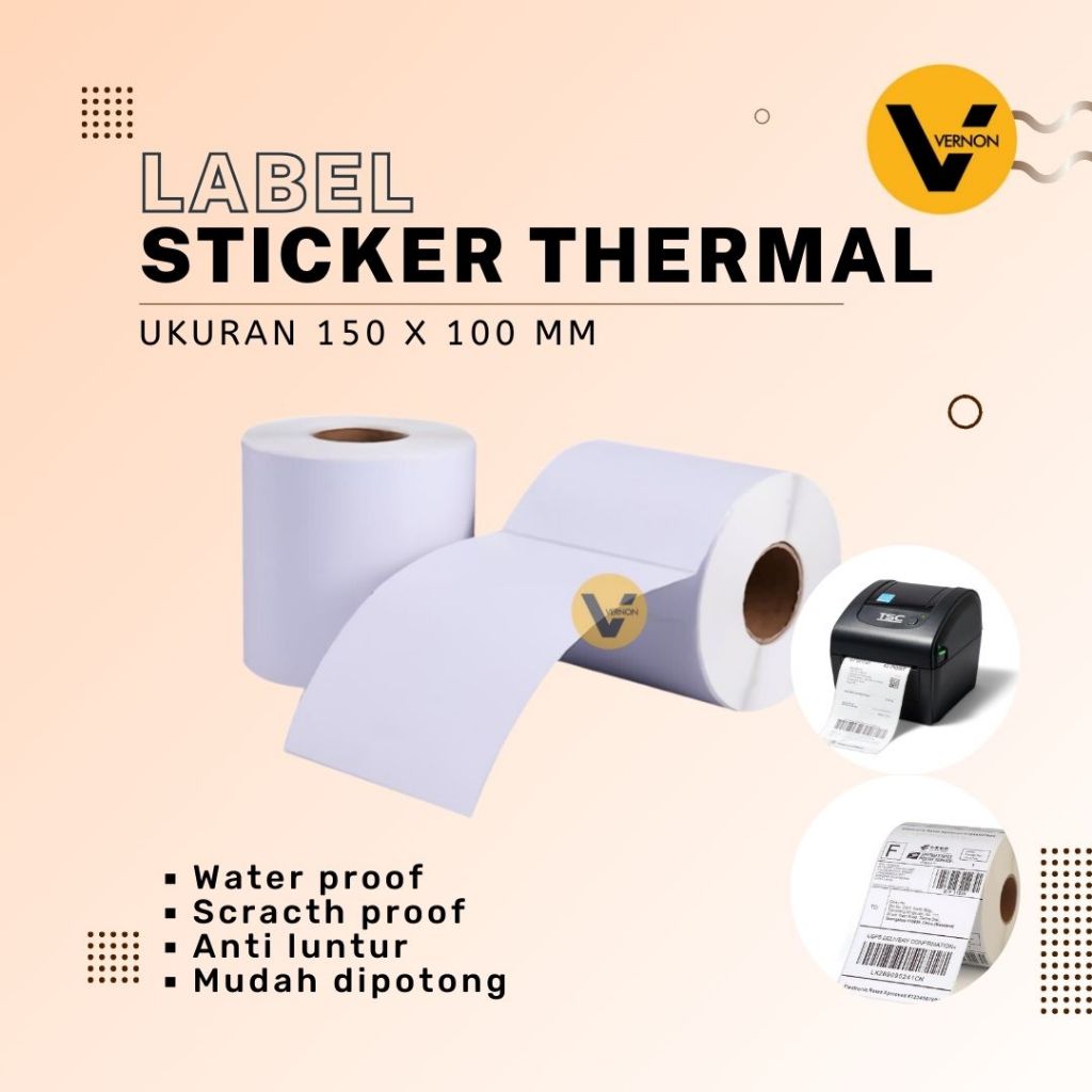 Jual Label Kertas Sticker Resi Printer Thermal Barcode A6 150 x 100 mm ...
