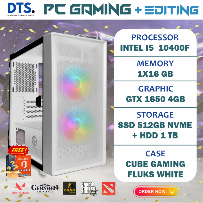 Jual PC Gaming + Editing | Intel i5 10400F | GTX 1650 | NVME 512GB | 16GB | Shopee Indonesia