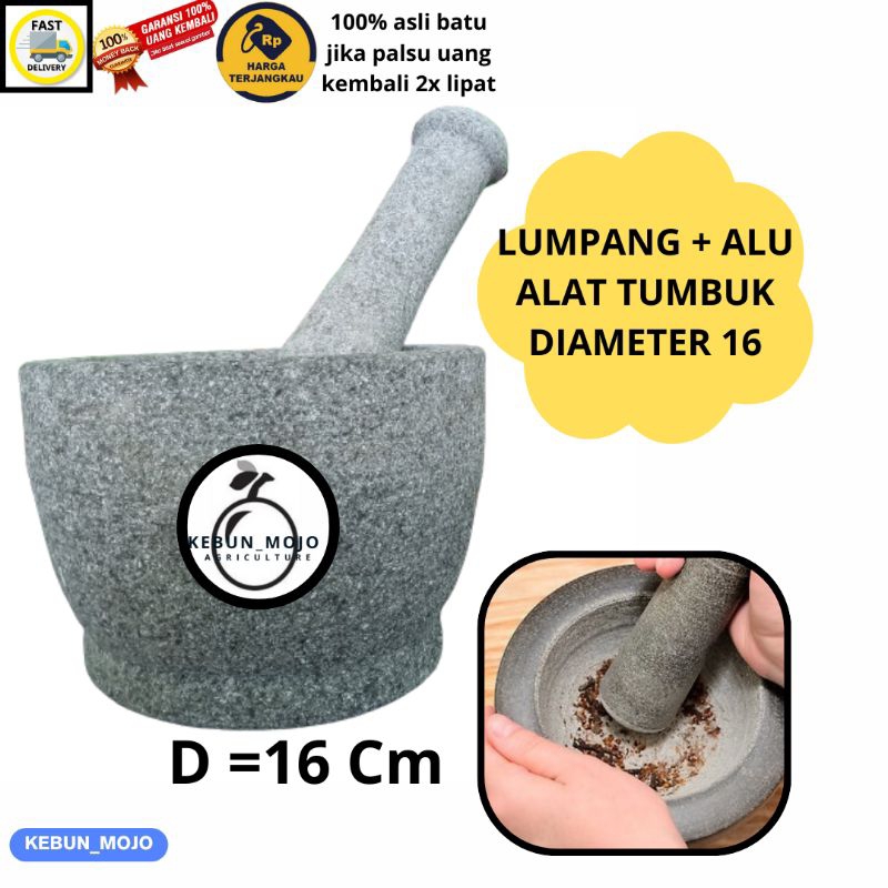 Jual LUMPANG BATU 100% ASLI ALAT TUMBUK BATU UKURAN 16 CM GRATIS ALU ...