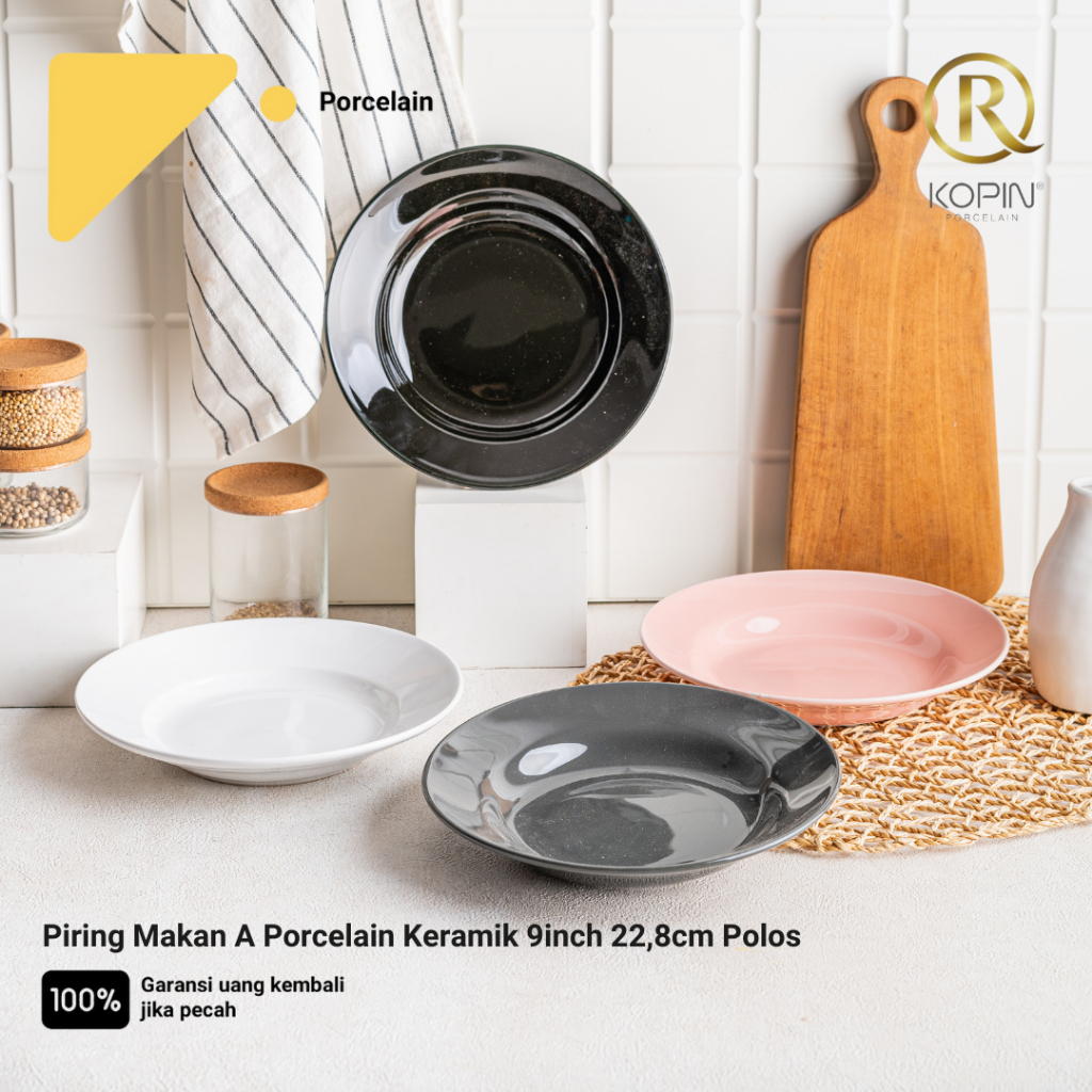 Jual Piring Makan A Porcelain Keramik 9inch 22,8cm Polos | Shopee Indonesia