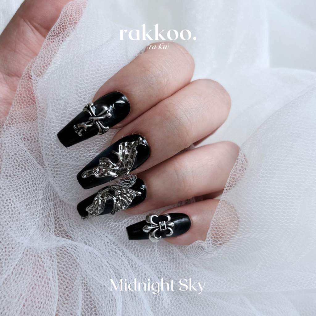 Jual [RAKKOO.ID] Midnight Sky - READY - Premium Press On Nails - Blue ...