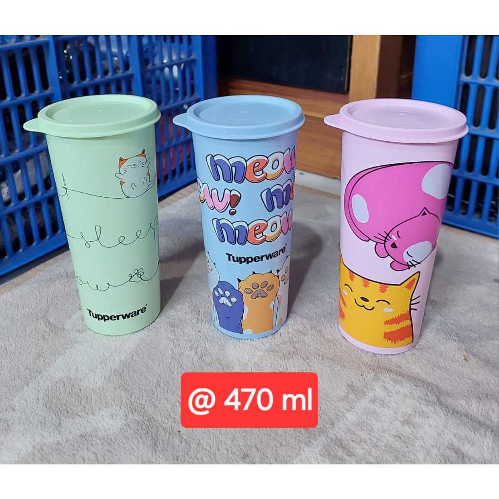 Jual TUPPERWARE Tumbler CAT tutup flat 470ml (hrg satuan) | Shopee ...