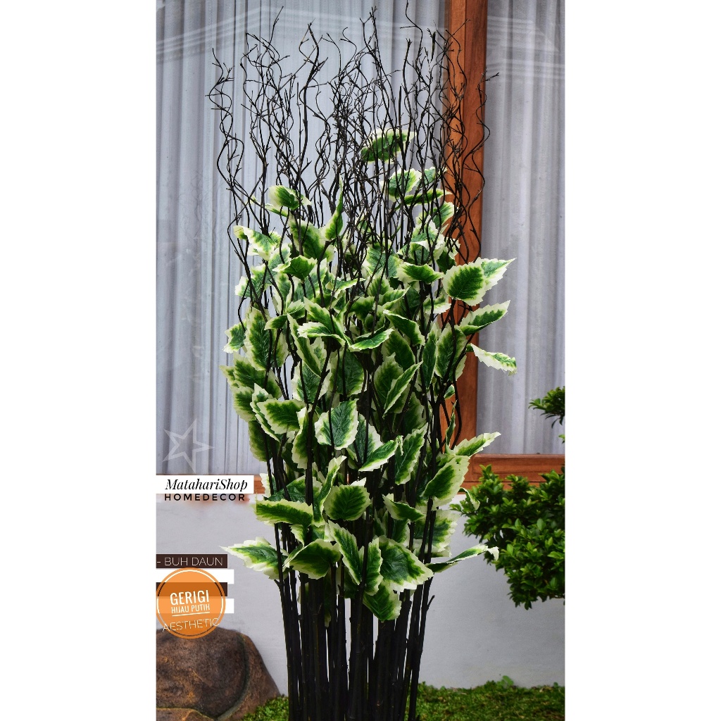 Jual Perlengkapan Rumah Bunga Dekorasi 1 Bambu Ulir Hitam Daun Gerigi ...