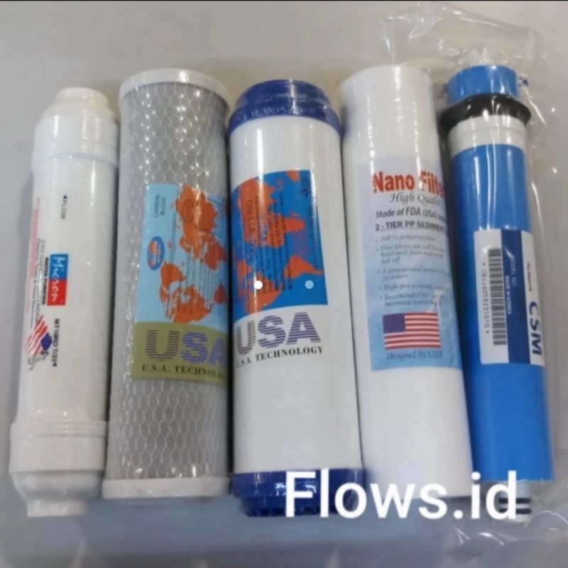 Jual Paket Set Isi Filter RO 5 step 50 GPD - Membran CSM 50 Filter ...