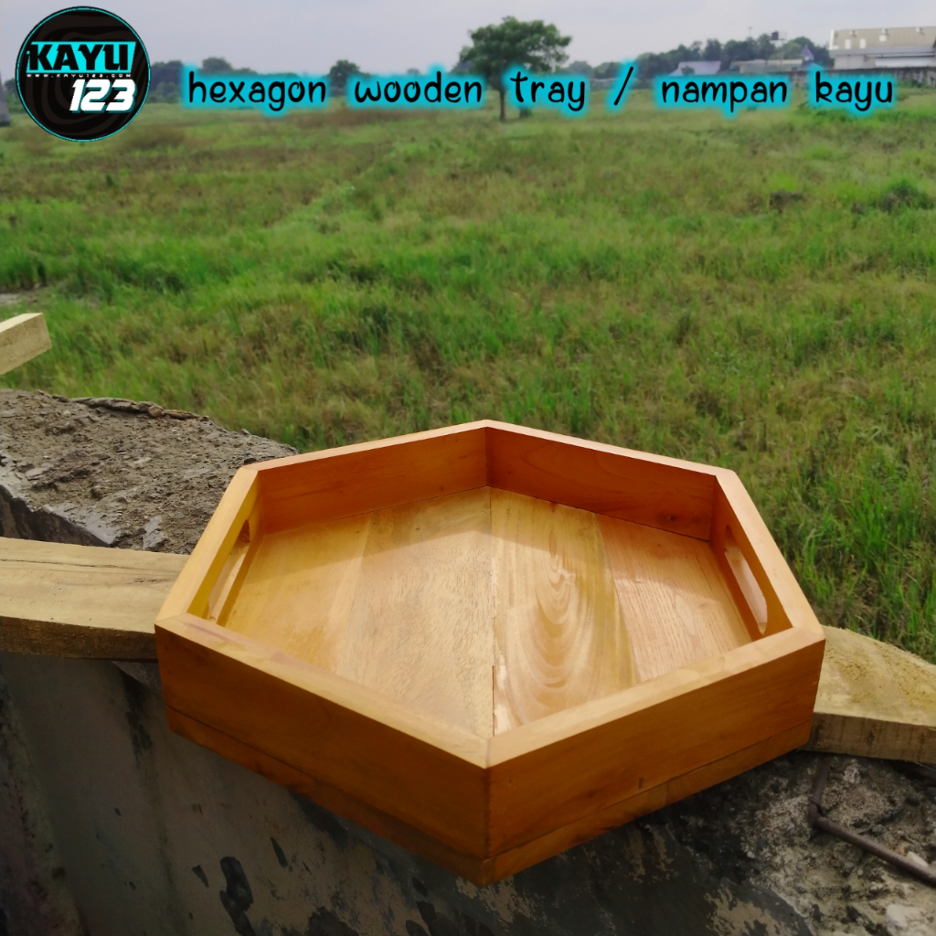 Jual Wooden Hexagon / Nampan Hexagon Kayu / 30x35x5 CM | Shopee Indonesia