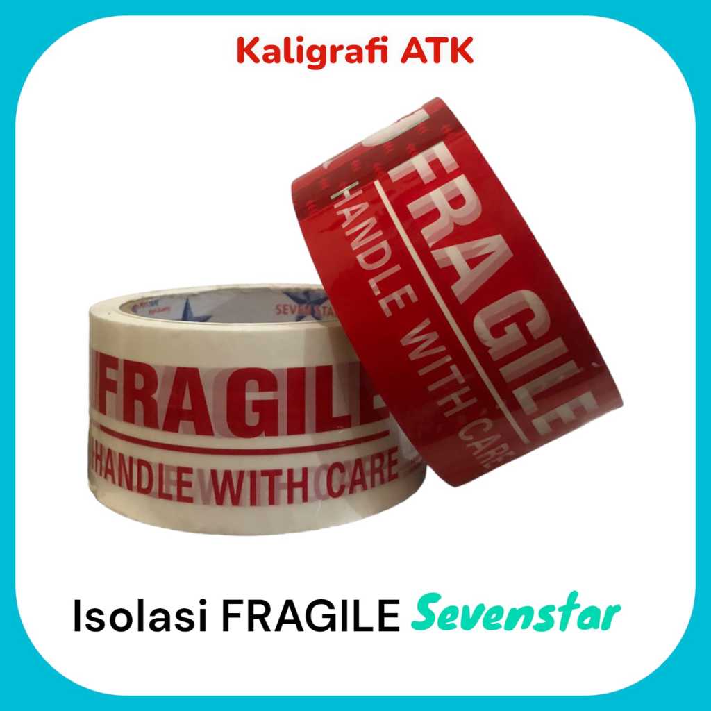 Jual Lakban isolasi fragile warna merah dan putih sevenstar 48 mm 80 ...