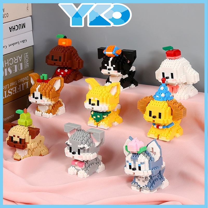 Jual YKO Block Brick Dog 3D Model Anak Anjing DIY Dog Building Bricks ...