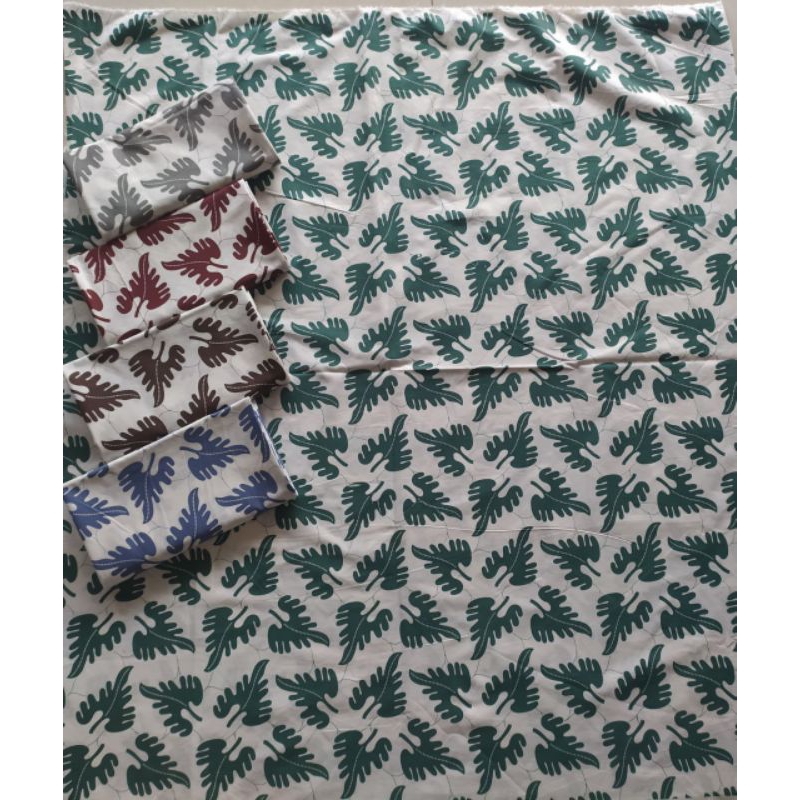 Jual kain batik printing soft pastel motif daun dasar putih kain bahan ...