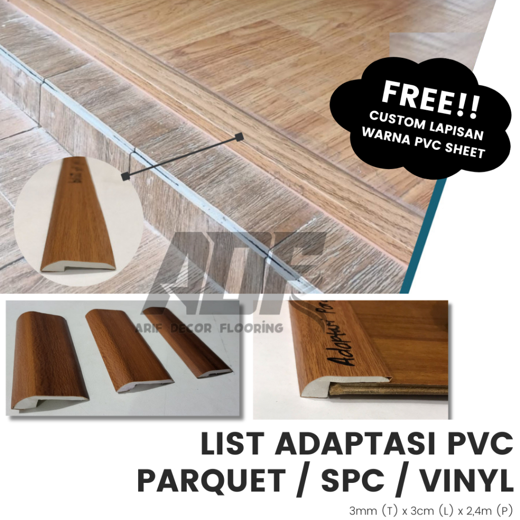 Jual LIST ADAPTASI LANTAI PVC / LIS LANTAI / LIST PINTU VINYL / PARKET / SPC | Shopee Indonesia