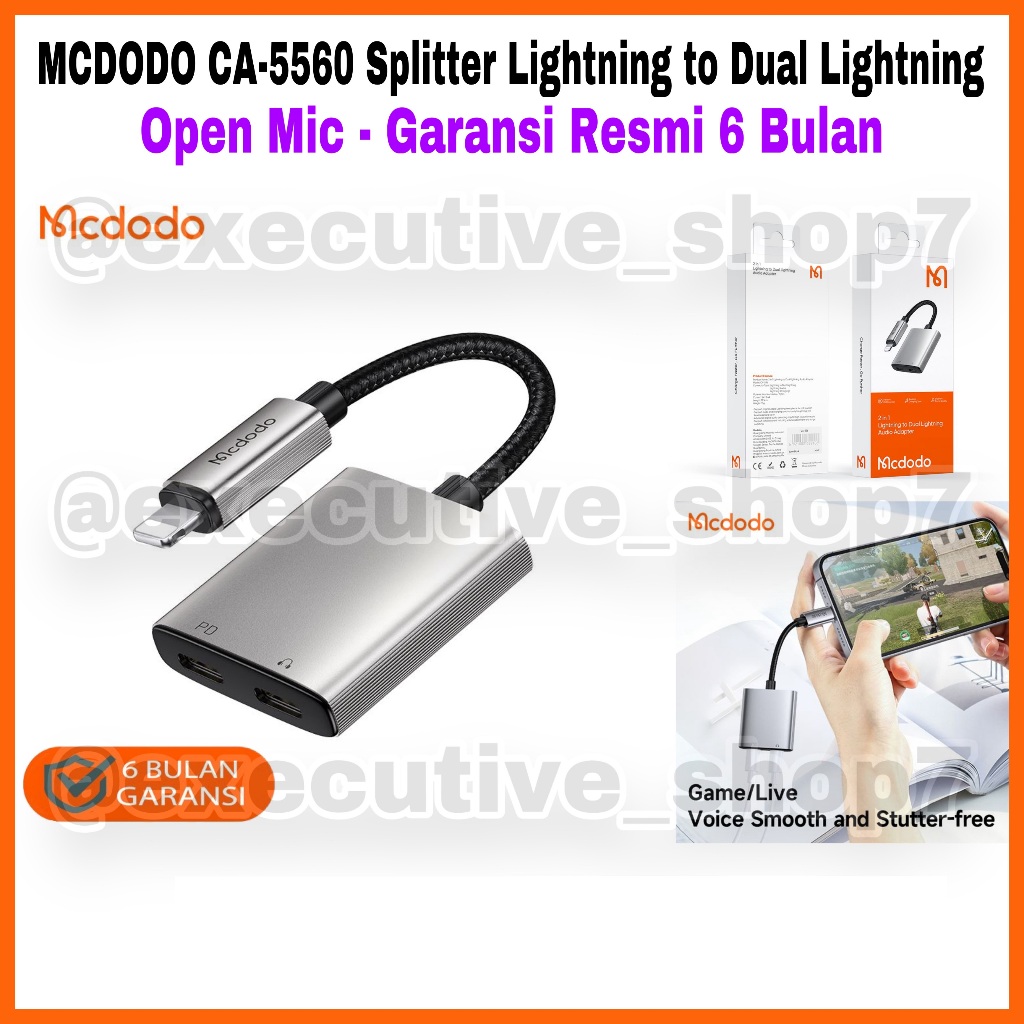 Jual MCDODO CA-5560 Splitter Lightning to Dual Lightning - Open Mic ...