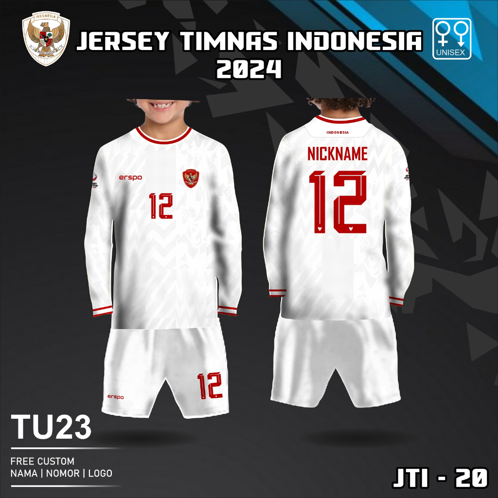 Jual Setelan Jersey anak kaos sepak bola baju timnas indonesia U23 2024 terbaru lengan panjang ...