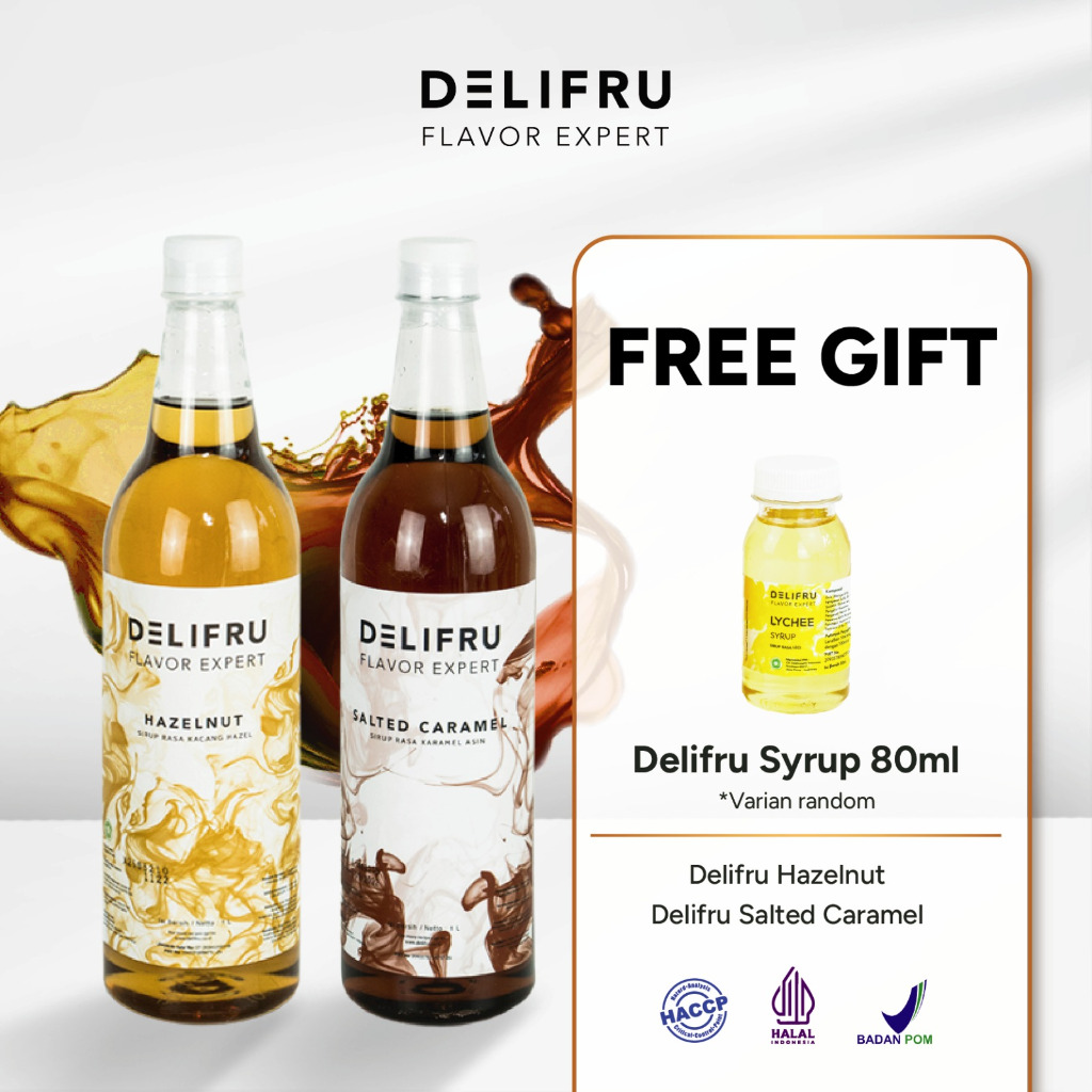 Jual Delifru Paket Bundling Syrup Salted Caramel 1l Sirup Hazelnut 1l