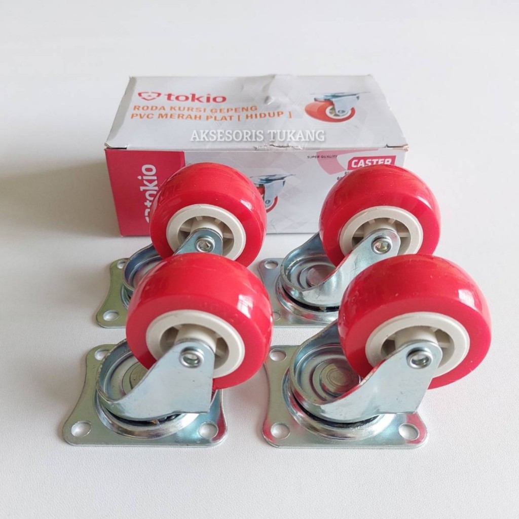 Jual Roda Caster 2 Inch Hidup Mati Rem Lemari Trolley Troli PVC PU ...