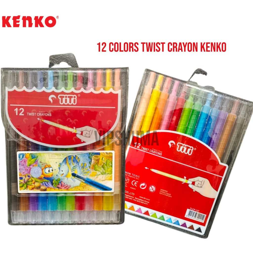 Jual KENKO KRAYON TWIST CRAYON KENKO isi 12 COLOR ( PVC BAG ) | Shopee ...