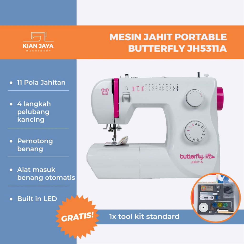 Jual [ kianjaya ] Mesin Jahit Portable Butterfly JH5311A | Mesin Jahit ...