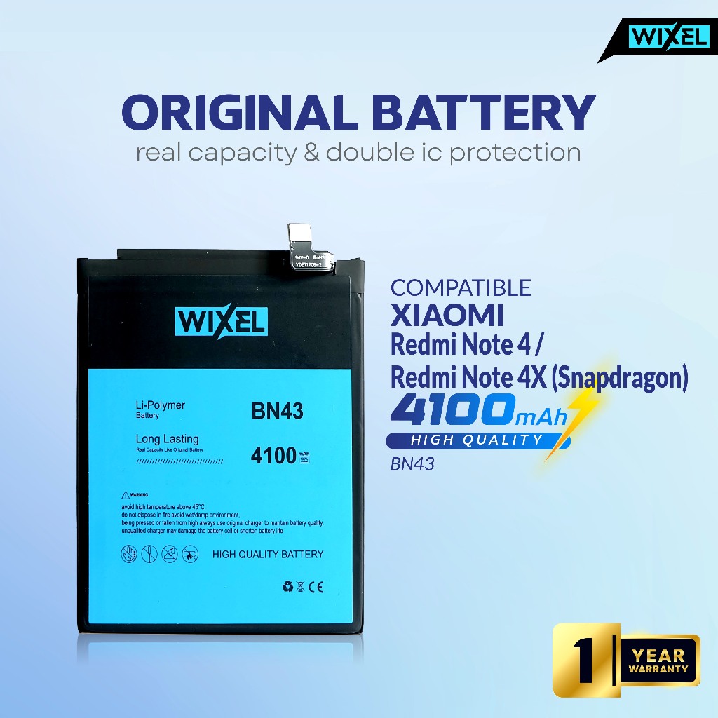 Jual WIXEL Baterai XiaoMi BN43 Redmi Note 4 4X Snapdragon Real Capacity Battery Double Power ...
