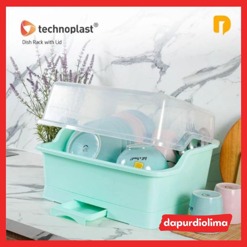 Jual Technoplast Rak Peniris Piring Plastik Dish Rack With Lid Warna Hijau | Shopee Indonesia