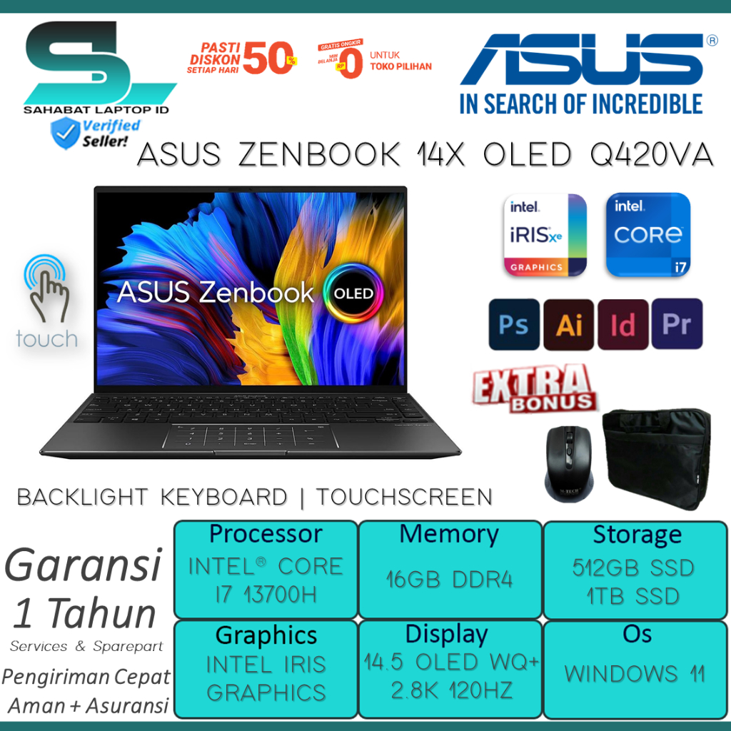 Jual Laptop Asus Zenbook 14X Oled Q420VA Intel I7 13700H Ram 16gb 2tb ...
