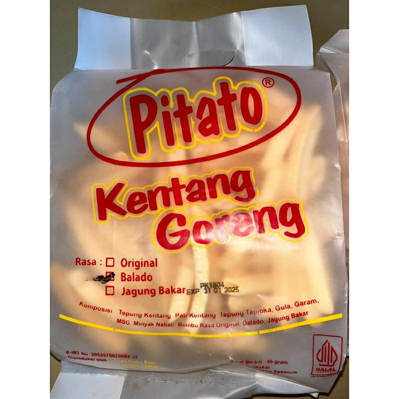 Jual READY STOK (ECER) Pitato Kentang Goreng/Camilan/Jajan 95gr ...
