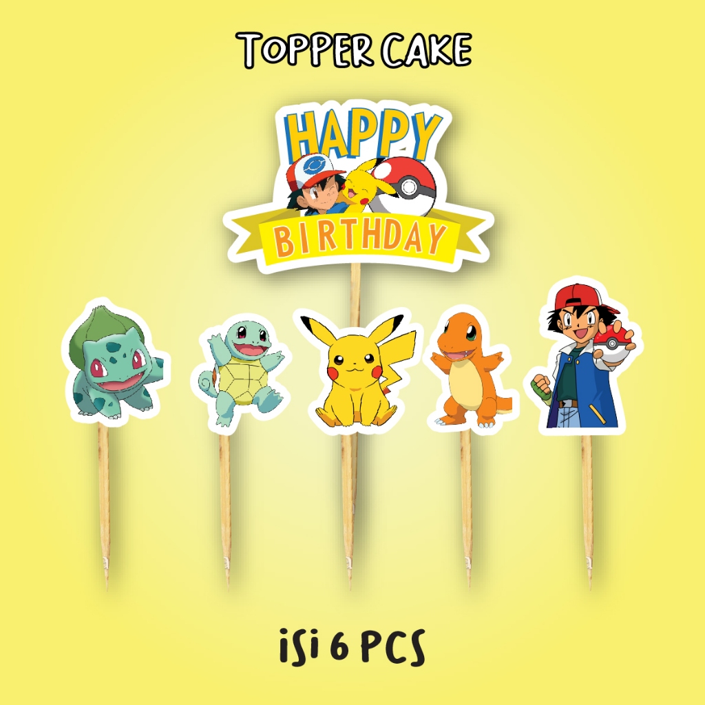 Jual TOPPER CAKE HAPPY BIRTHDAY PIKACHU POKEMON HIASAN KUE PAKET ...