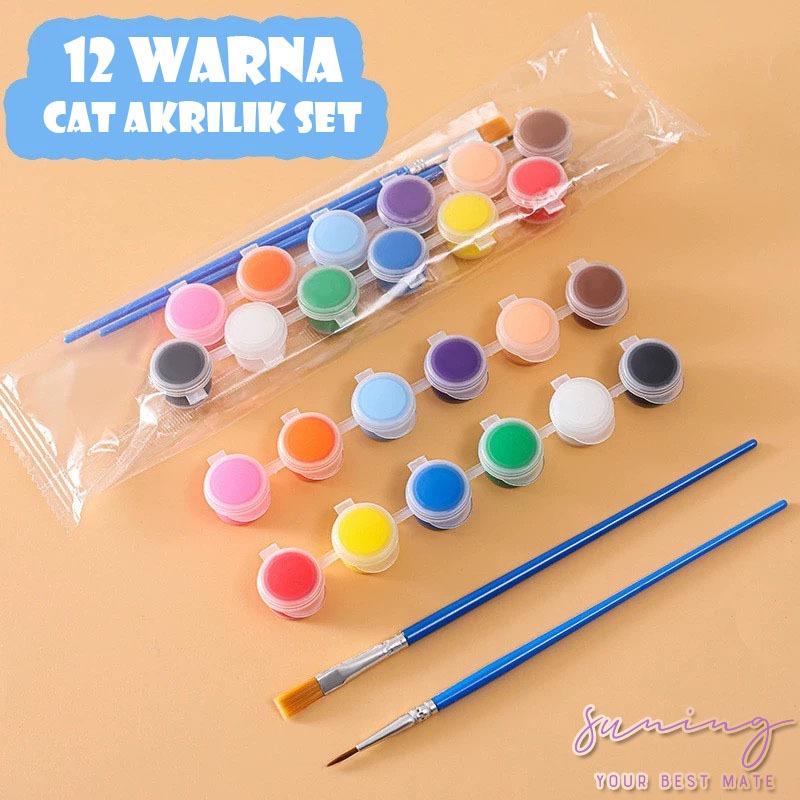 Jual 12 Warna CAT LUKIS AKRILIK MINI UKURAN 3ML12 WARNA TERANG FREE ...