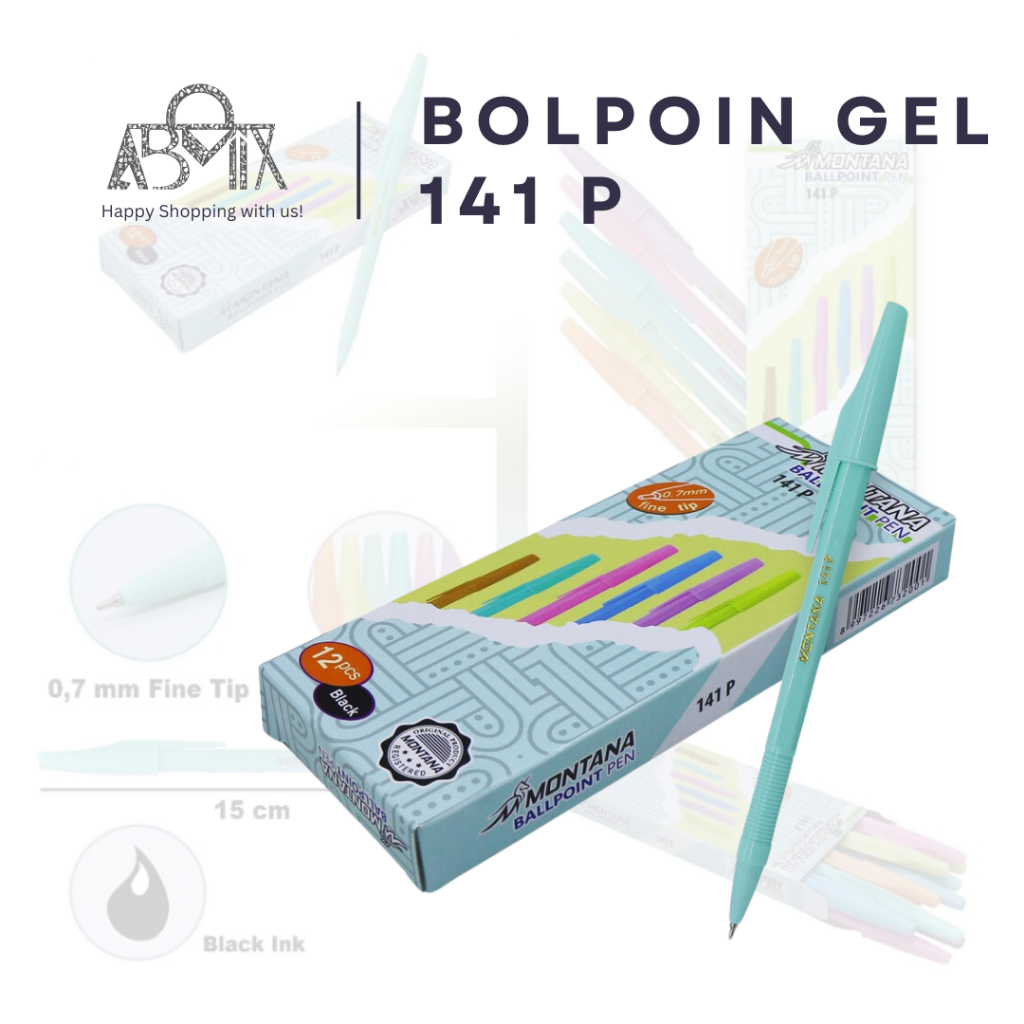Jual Bolpen 141P Pulpen Gel Pena Bolpoint Montana warna hitam 0.7mm | Shopee Indonesia