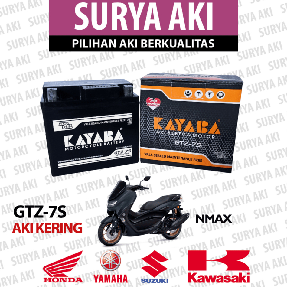 Jual Aki Motor NMAX 150/160 KAYABA GTZ7S Aki Kering | Shopee Indonesia