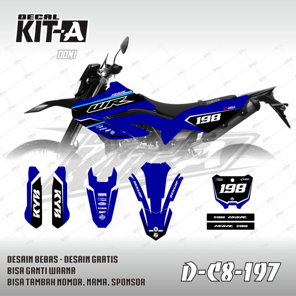 Jual Stiker sticker decal motor yamaha wr 155 motif BIRU HITAM - STIKER ...