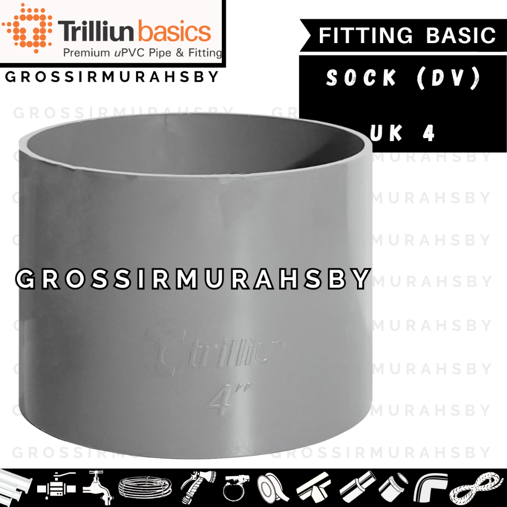 Jual SOCK PIPA POLOS 4 INCHI TRILLIUN PVC / VSock / Sambungan pipa SOCK ...